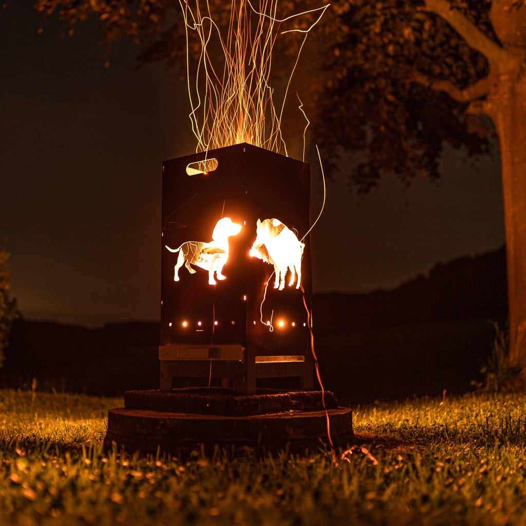 Feuertonne "Waidmannsheil" mit Wunschmotiven – Waidmetall